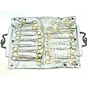 Cynamed-Gold Premium German 82 Pcs Veterinary Instruments Set -Include Kelly Forceps- Mosquito Forceps -Carmalt Forceps -Backhaus Towel Clamp- Mayo Metzenbaum Scissors- All in ONE