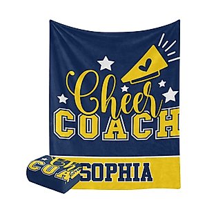 XOZOTY Cute Cheer Coach Personalized Blanket Nursery Swaddling Blankets for Gilrs Boys Kids Newborns Baby Shower Pet Gift 30 x 40 Inch