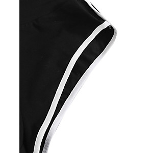 SweatyRocks Women's Sporty Elastic Waist Contrast Binding Booty Workout Biker Shorts Black XL