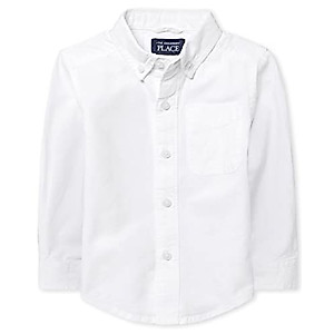 The Children's Place Baby Boys And Toddler Boys Long Sleeve Oxford Button Down Shirt,White,3T