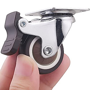 Rubber Swivel Caster Wheel,Castor Wheels Heavy Duty Swivel Trolley Furniture Caster with Brakes, Shopping Cart Wheel Trolley Swivel Caster Wheels Soft Rubber, 4 Pieces 38mm Castor Wheel (Size : 38mm