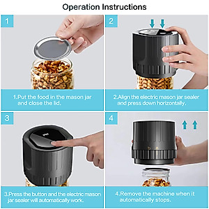 MASONKING Electric Mason Jar Vacuum Sealer, Unique Mothers Day Gifts, Jars Vacuum Sealer Kit for Wide Mouth and Regular Mouth Mason Jars Canning, Fully Automatic