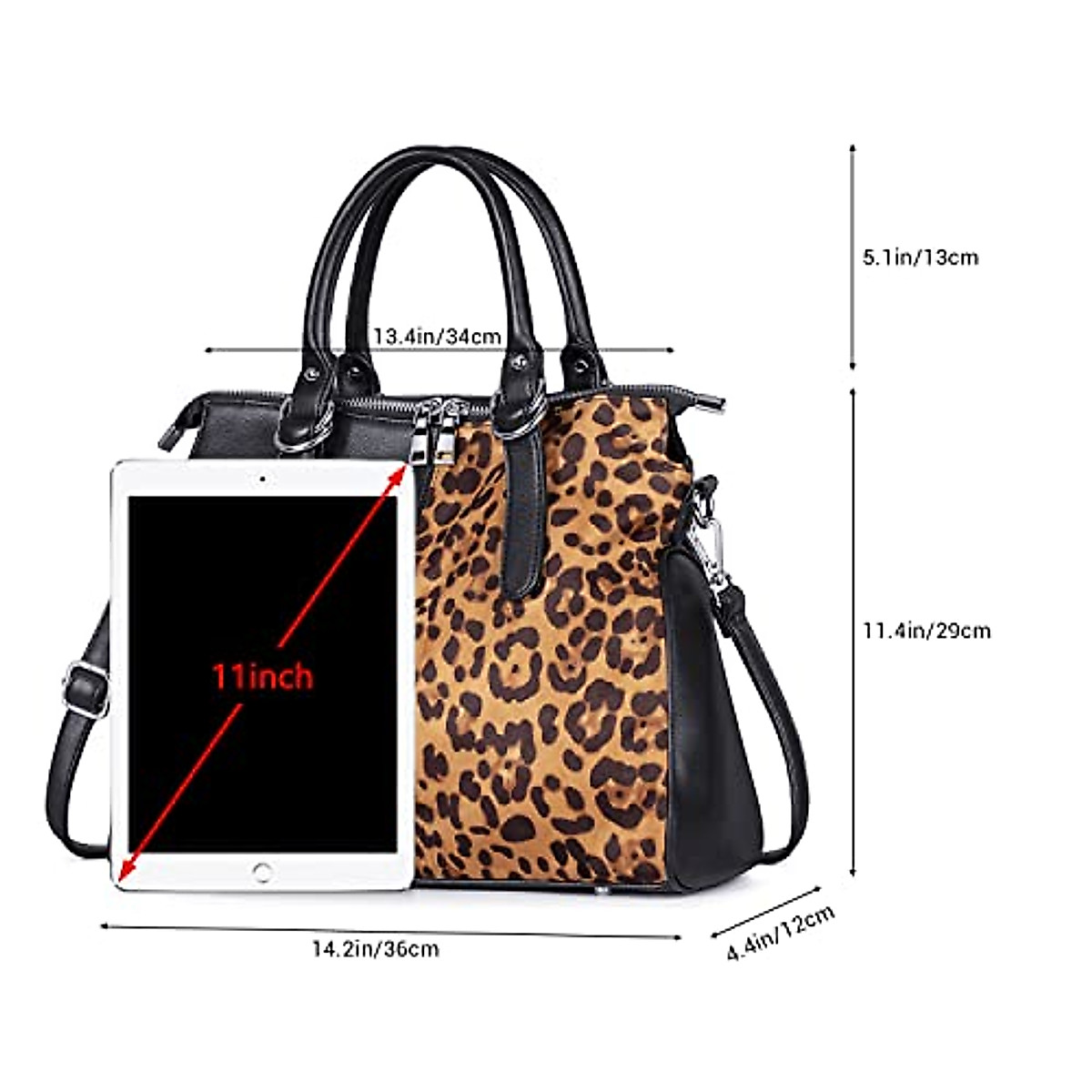 IBFUN Handbags for Women PU Leather Satchel Purse Ladies Shoulder Bags Top Handle Tote Black