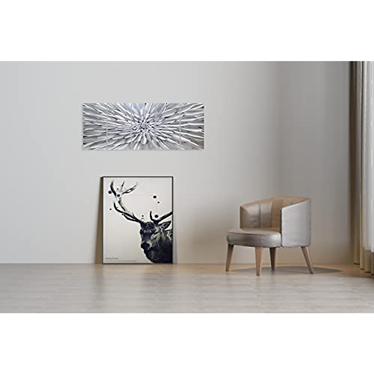 SYGALLERIER Metal Flower Wall Decor Hand Crafted Floral Artwork in 5 Pieces Modern Botanical Pictures on Aluminum 3D Art for Living Room Bedroom Bathroom Decoration