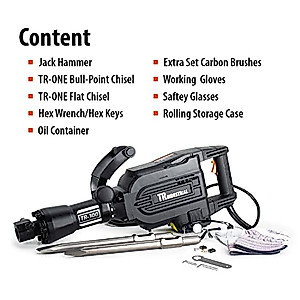 TR Industrial TR89305 Electric Jack Hammer for Demolition, 60-Joules, ETL Listed