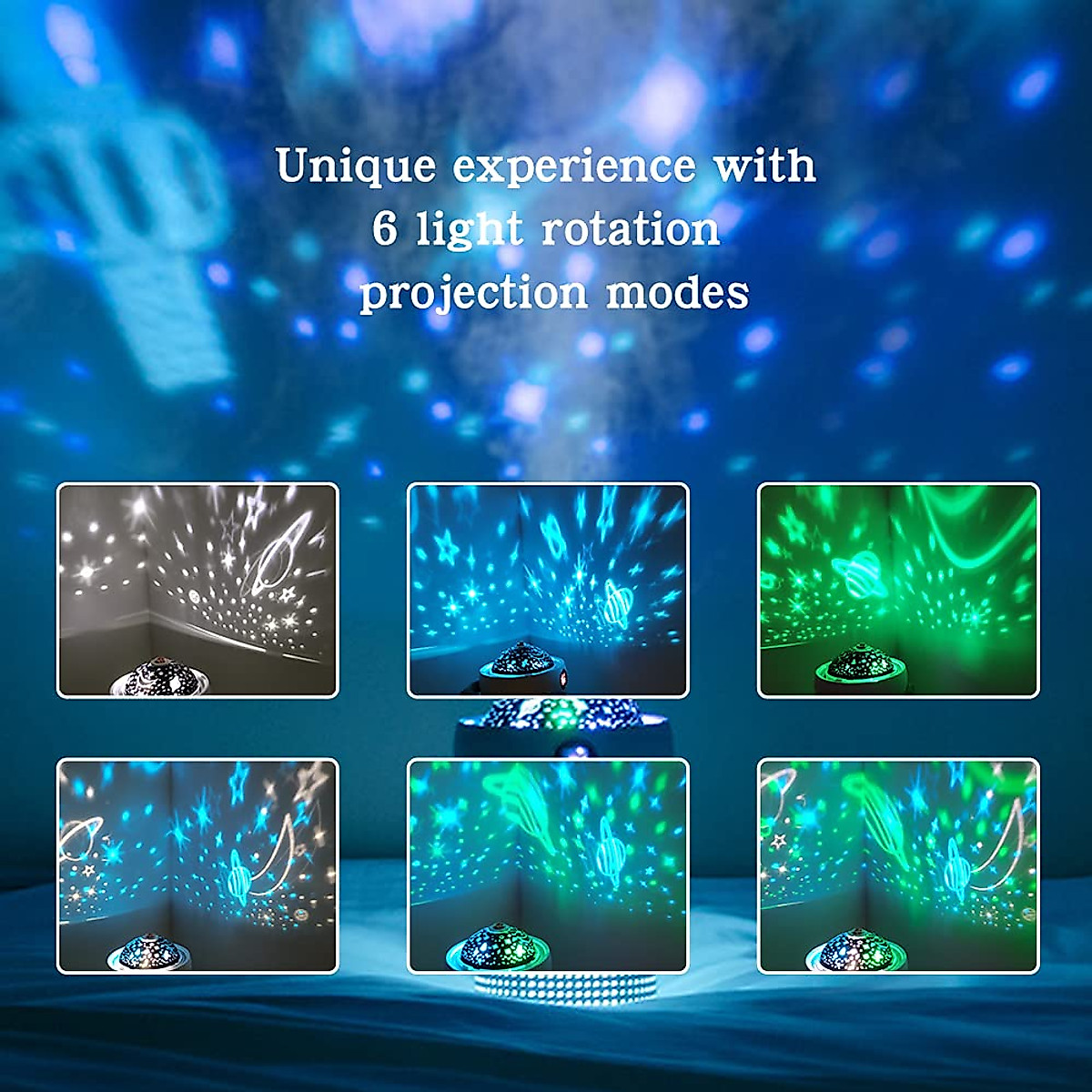 SHUYUNI Humidifiers for Kids & Baby Bedroom, 630ml Portable Cool Mist Humidifiers, 360° Rotation Projector, 6-Color Starry Night Light, Whisper-Quiet, Waterless Auto-Off, BPA Free, Christmas Gift