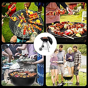 18 Inch Portable Charcoal Grill with Wheels for Outdoor Cooking Barbecue Camping BBQ Coal Kettle Grill - Heavy Duty Round with Thickened Grilling Bowl Wheels for Small Patio Backyard