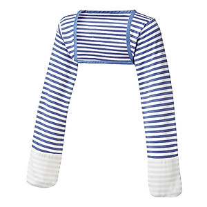 ScratchSleeves | Little Boys' Stay-On Scratch Mitts | Stripes | Blue and Cream | 3-4y