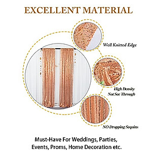 Shinybeauty Sequin Backdrop Curtains 4 Panels Rose Gold 2FTx8FT Sequin Fabric Photo Backdrop Curtains Rose Gold Backdrop Rose Gold Glitter Curtains for Party Baby Shower Backdrop Backgrounds
