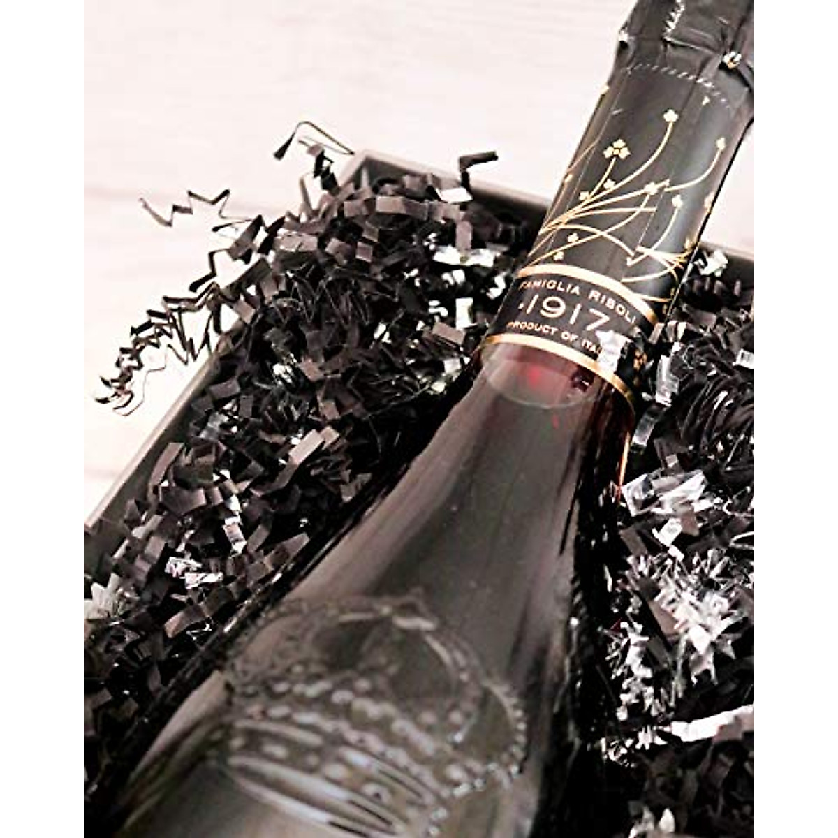 MagicWater Supply Crinkle Cut Paper Shred Filler (1 LB) for Gift Wrapping & Basket Filling - Black & Silver