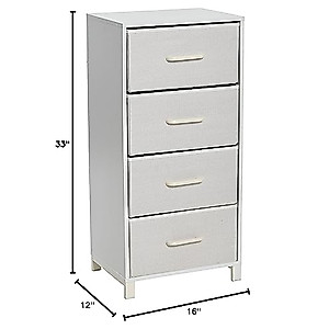 Household Essentials White 4 Drawer Bed Side Table
