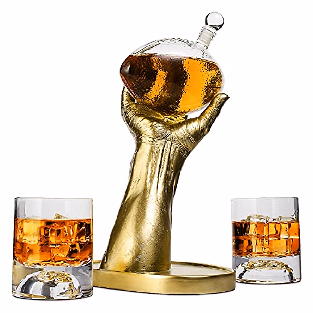 Football Decanter with 2 Football Whiskey & Wine Glasses - Perfect For Superbowl, Father's day Gift , Gift for Husband - Made for Liquor, Scotch, Whiskey and Bourbon 750ml, Rugby Gifts