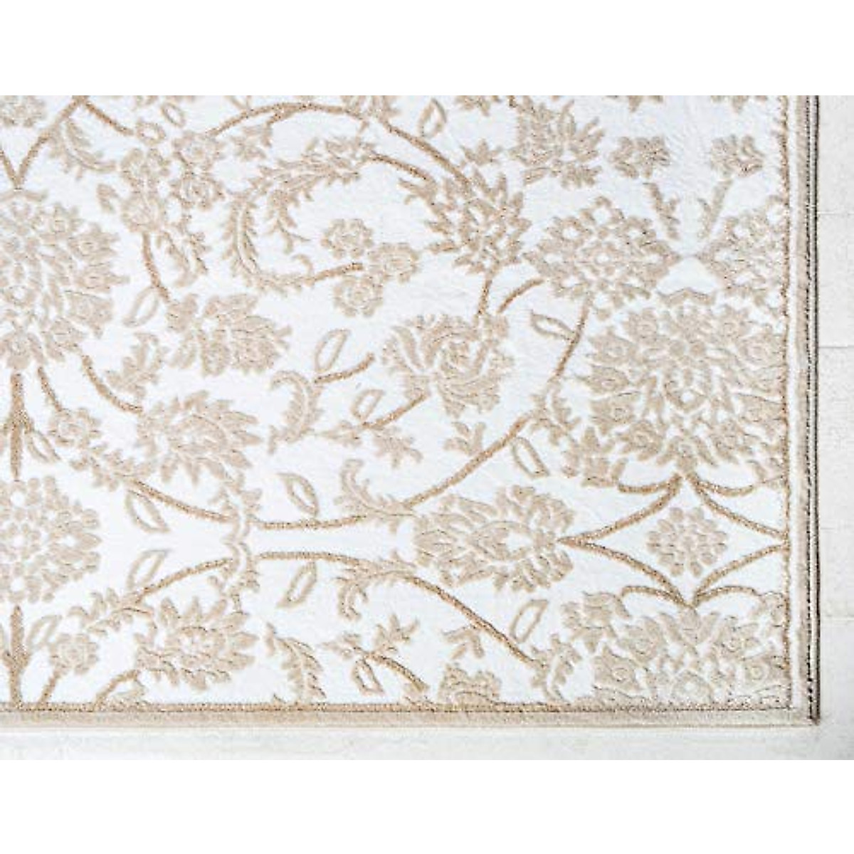 Unique Loom Rushmore Collection Area Rug - Taft (3' x 9' 10" Runner, Snow White/ Beige)