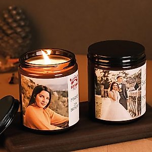 Personalized Scented Soy Candles with Your Own Picture | 4oz/9oz Personalized Candles with Name, Long Lasting Customized Gifts with Custom Candle Jar | Different Scent Options