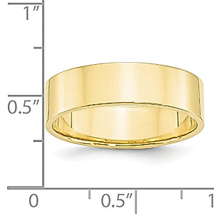 Jewelry Stores Network Solid 10k Yellow Gold 6 mm Flat Wedding Band Ring Size 7.5