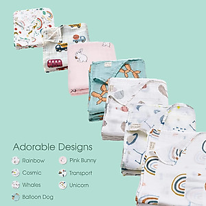 Ali+Oli Muslin Swaddle Blanket for Baby (Pink Bunny) Large 47" x 47" Soft Rayon Made from Bamboo & Organic Cotton Muslin Blanket, Machine Washable Receiving Blanket Wrap for Newborn to Toddler