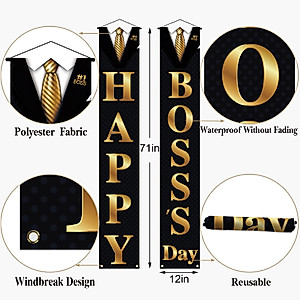 Pudodo Happy Boss's Day Porch Banner Best Boss Ever Office Celebration Party Front Door Sign Wall Hanging Banner Decoration