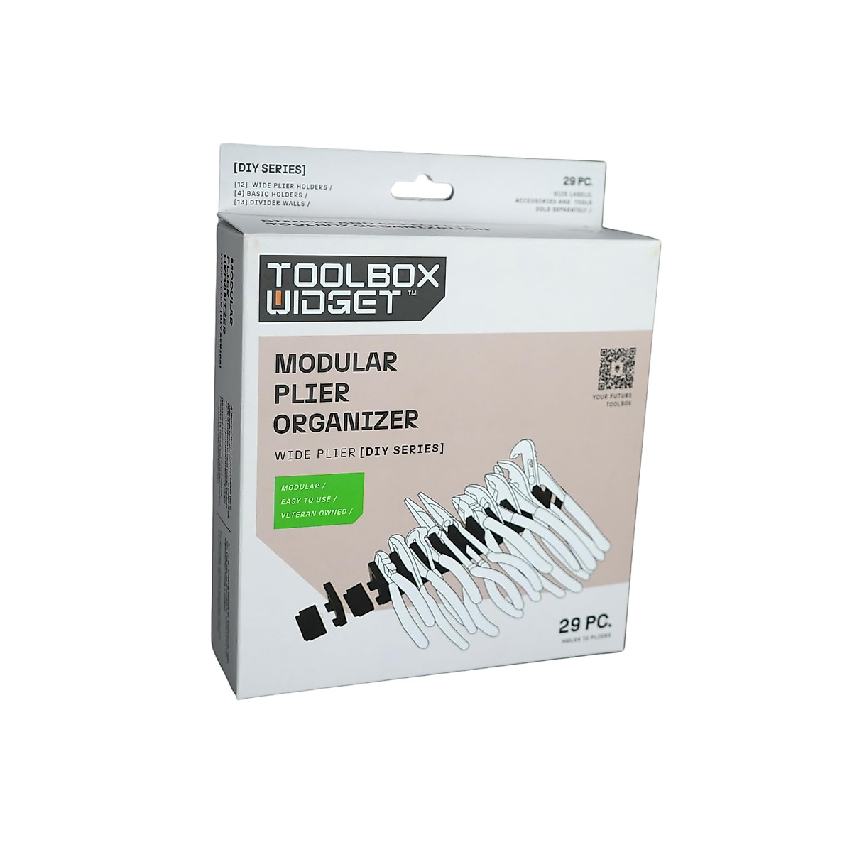 ToolBox Widget - Large Plier Organizer Rack for Tool Box Drawer,DIY Series, NON-MAGNETIC, Expandable and Modular, Holds 12 Large Pliers, Connects to Other DIY Tool Organizers - 2 pack