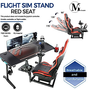 Minneer Racing Flight Simulator Cockpit with Red Seat Fit for Logitech/Thrustmaster/Fanatec X56 X52 G29 G920 T248,Support Hotas Warthog,Drive Gaming Joystick Mount. Joystick & Handbrake Not Included