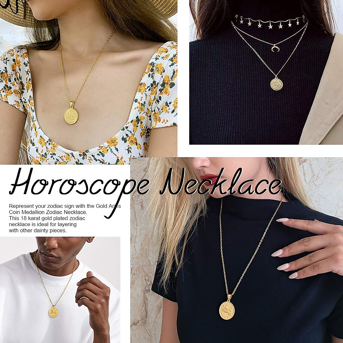 GOLDCHIC JEWELRY Women's Taurus Necklaces, 12 Constellation Gold Tau Pendant Necklace Star Sign Jewellery Gifts