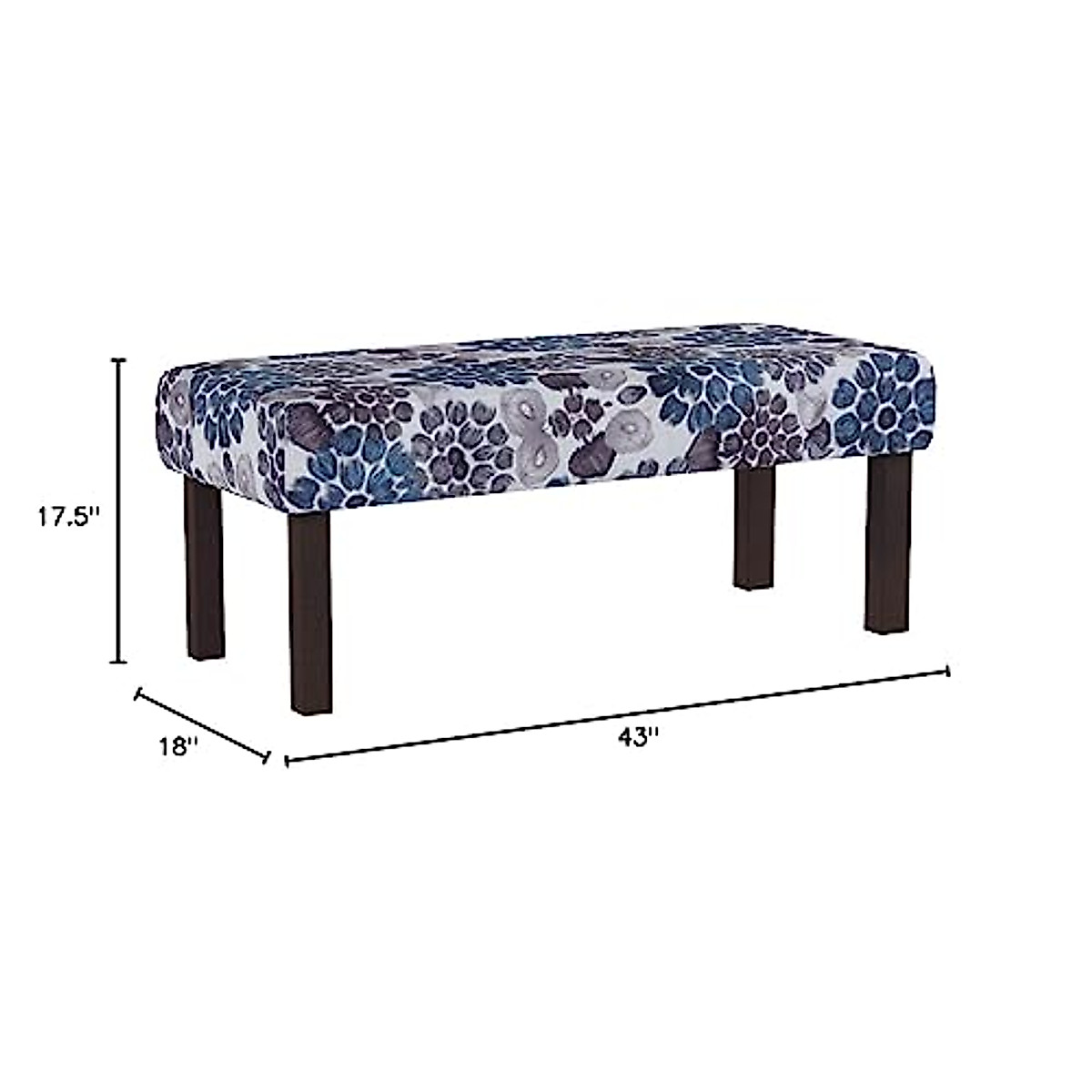US Pride Furniture Fabric Upholstered Decorative Bench, Blue
