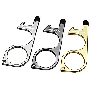 Klean Key Premium No Touch Door Opener Key Chain-Works on Touch Screen-Great for Elevator Buttons- Bottle Opener (Silver)
