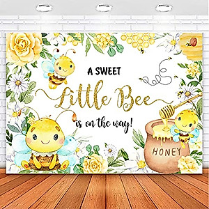 Avezano A Sweet Little Bee is on The Way Backdrop Honeycomb Bee Baby Shower Background Yellow Flower Sweet as Can Bee Baby Shower Party Decorations for Girls Photoshoot Props (7x5)