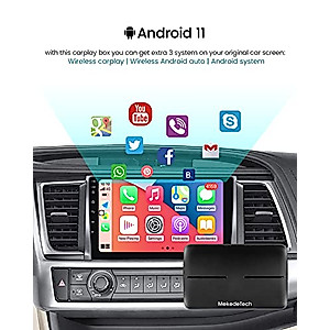 MekedeTech Wireless Carplay Adapter,Built-in HDMI Magic Box Carplay, 4+64G Android 10 Multimedia Video Box for OEM Wired CarPlay Cars Model Year After 2016 Support Netflix,Android Auto