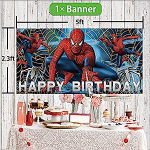 MISCOO Spiderman Party Supplies | Decorations | Banner | Balloons | For Boys | Backdrop | Birthday | Set | Decor