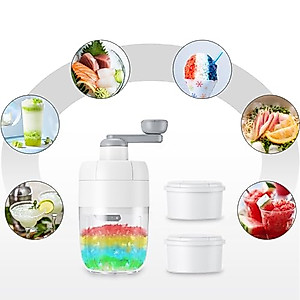 Yanpoake Manual Ice Shaver Snow Cone Machine Portable Shaved Crushed Ice Maker Crusher with 2 Free Ice Cube Tray & Ice Shovel for Home Outdoors Use