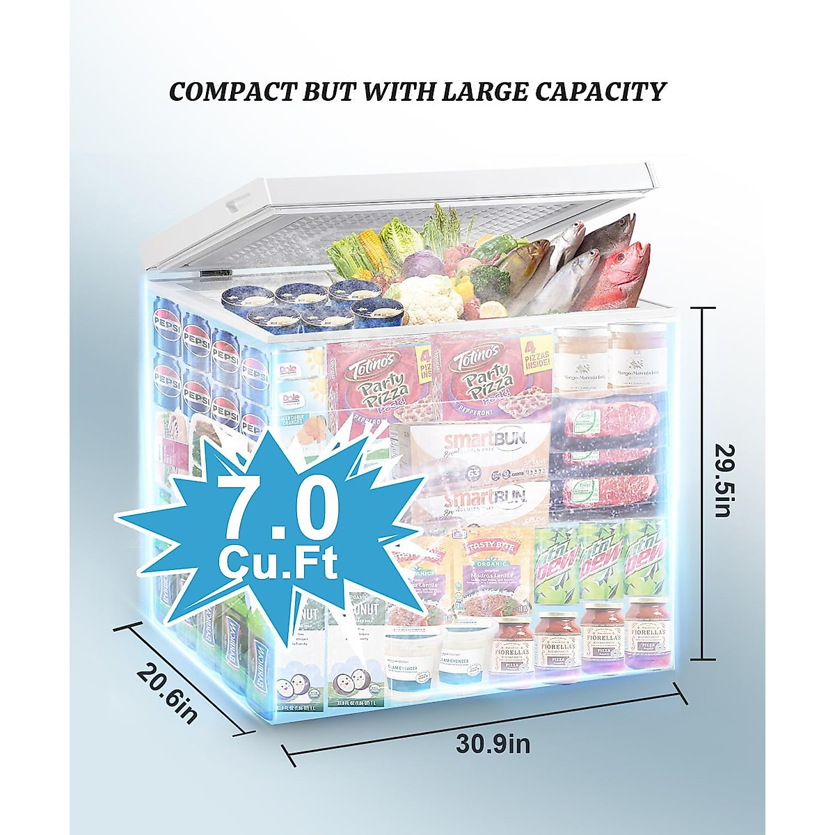 rosmena 7.0 Cu.Ft Deep Freezer-Chest Freezer with Adjustable Temperature, Top Open Door Small Freezer Perfect with Removable Basket for Home, Kitchen, Garage, Office, Shop, RVs, White