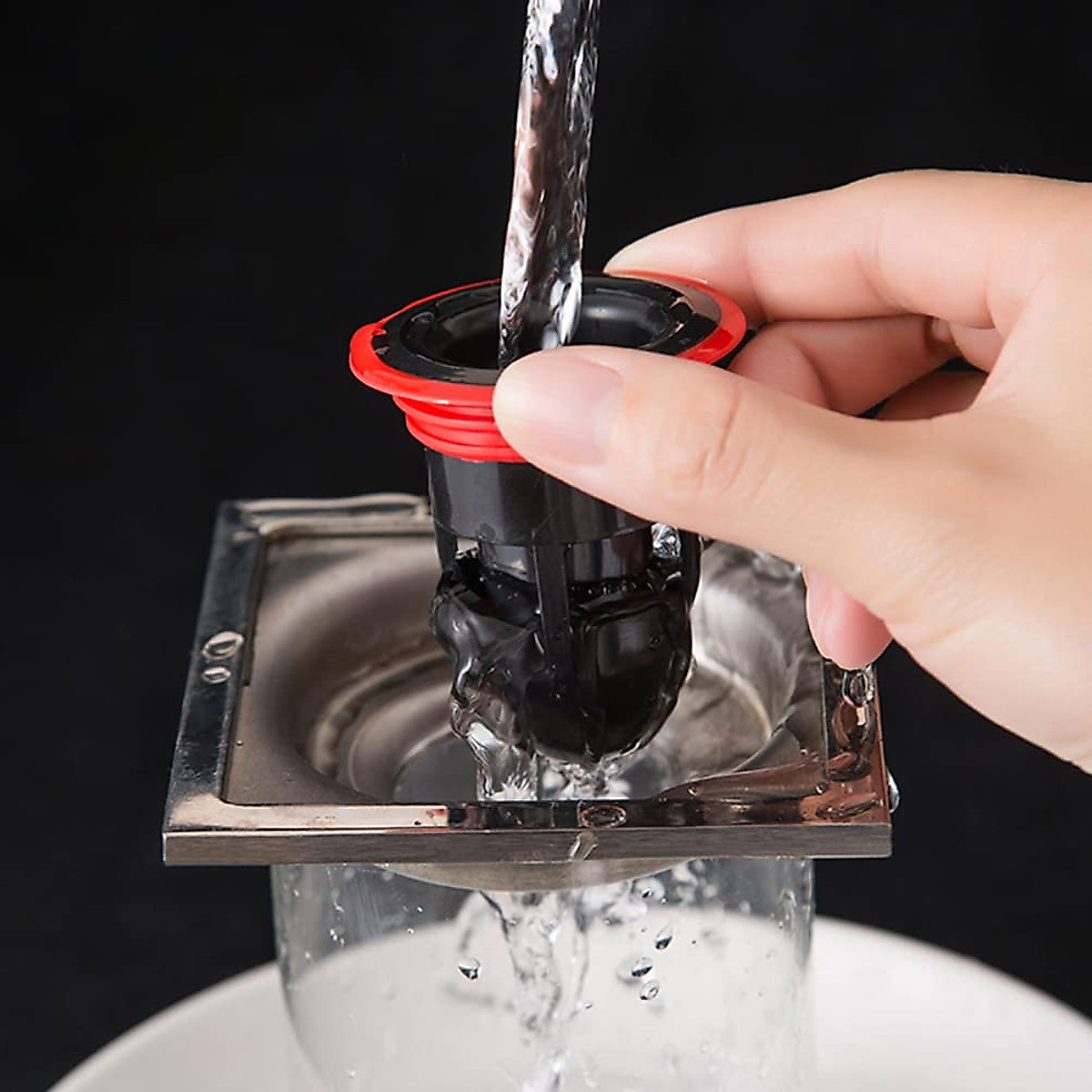 DOITOOL Bathtub Stoppers Drain Plug Backflow Floor Drain Preventer Black: 4pcs Floor Anti Odor Plug Drain Silicone Sleeve Insert Drain Plug Drain Core for Home Hotel Bathtub Plug Drain Stopper