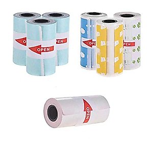 Paperang GZlanu 6 Rolls Thermal Sticker Paper Roll Clear Printing for PeriPage A6 Pocket Thermal Printer for PAPERANG P1/P2 Mini Photo Printer (PPSP3R+PPLB3R+1R),57x30mm