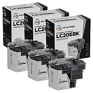 LD Compatible Ink Cartridge Replacement for Brother LC20EBK Super High Yield (Black, 3-Pack)