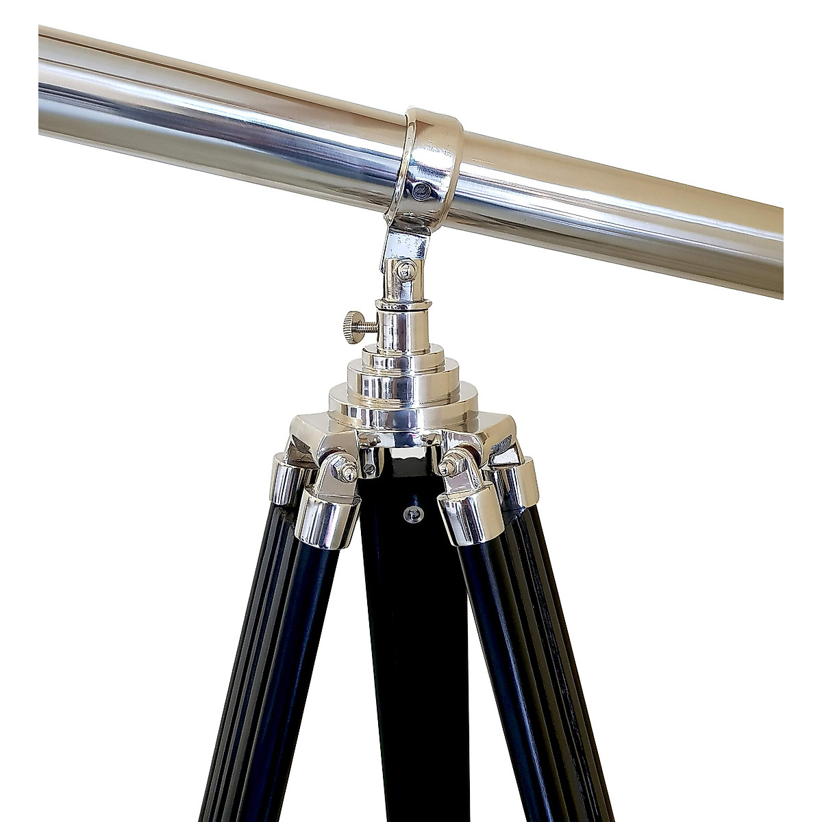 Decorative Double Barrel Standard Tube Length Marine Navy Designer Home Floor Standing Maritime Black Tripod Nickel Silver Finish Telescope Collectible Item
