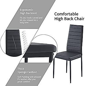 paonne 5-Pieces Glass Dining Table with Chairs Set, Modern Dining Table Set for 4, Glass Kitchen Table and Chairs Set, Glass Dining Room Set for 4 for Home Kitchen/Dinette/Restaurant