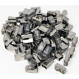 Tupavco TP806 Shielded RJ45 CAT5 CAT5E Crimp Connector (100 Pack Bag) 8P8C STP Ethernet Network Cable Plug Crimp Jack...