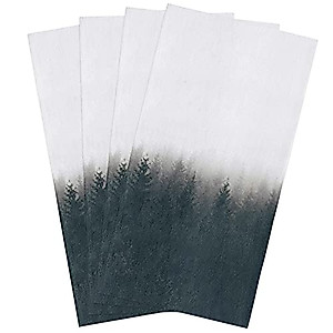 Kitchen Towels 4 Pack 18×28in-Super Absorbent Dish Cloth Monochrome Mystical Fantasy Forest Soft Dish Towel for Home Drying Dishes Heavy Fog Natural Scenery Tea Bar Hand Towels Cleaning Cloths