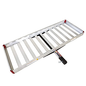 MaxxHaul 60" x 22" Aluminum Cargo Carrier Rack Basket for Luggage for SUV Truck Car Van - 500 lbs. Capacity, Silver