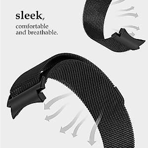 One Click No Gap Metal Band for Samsung Galaxy Watch 6 band 40mm 44mm Women Men,Galaxy Watch 6 Classic Band 47/43mm, Stainless Steel Magnetic strap for Galaxy Watch 5 4 band/5Pro/Watch 4 Classic (black)