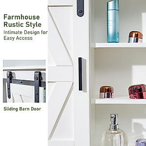 Modern Farmhouse Bathroom Wall Cabinet, 21.7" Wall Mounted Storage Cabinet Wood Bathroom Storage Medicine Cabinet with Sliding Barn Door for Bathroom Laundry Room Kitchen