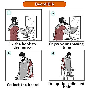 Beard Bib Apron for Men, Gift Beard Trimming Catcher Bib for Shaving & Hair Clippings, Waterproof Non-Stick Hair Catcher Grooming Cloth with 2 Suction Cups
