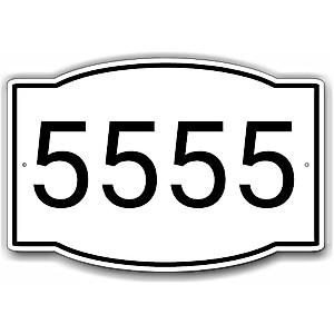 Horizontal White and Black House Number, Address Plaque Sign for Mailbox, Customized for House, Store, Office, Outside, 911 Visibility Signage
