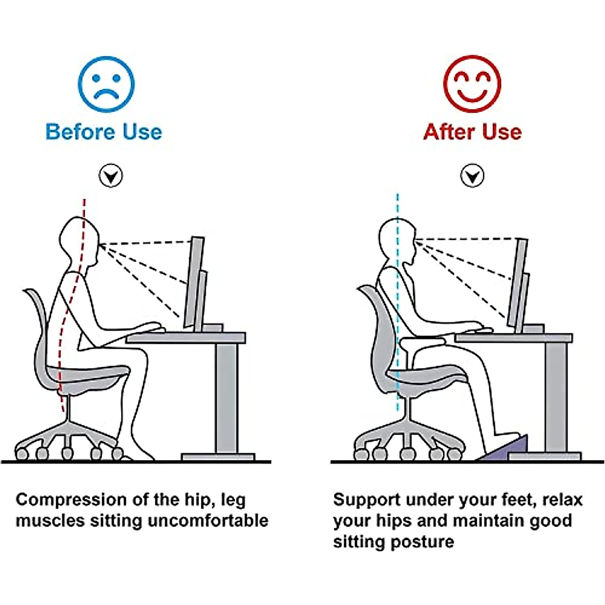 OwlGift 15-Inch Rustic Ergonomic Foot Stool for Under Desk at Work, Solid Brown Wood Footrest W/ Tilted Design, Angled Posture Support Stool W/ Slatted Design for Home, Office Chairs, PC Gaming