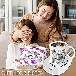 Sisters Gifts from Sister - Mothers Day Birthday Gifts for Sister - Best Bday Gift for Big Little Sister, Smart Warmer Thermostat Coaster with Mug, Beverage Warmer Maintain Temperature 120℉-140℉