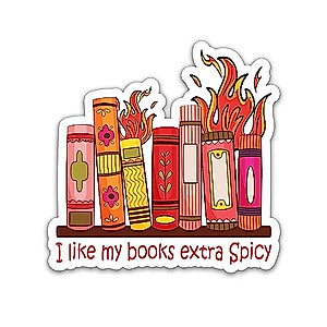 Miraki I Like My Books Extra Spicy Sticker, Book Lover Sticker, Reading Sticker, Book Nerd Sticker, Water Assitant Die-Cut Vinyl Booktok Decals for Laptop, Phone, Water Bottles, Kindle Sticker