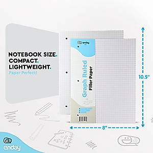 Emraw 4-1" Filler Paper Quad Ruled Loose Leaf Filler Papers Comes with a 3 Hole Punch Perfect for Data and 2D Graphs (Pack of 2)