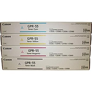 Genuine Canon GPR-55 Black Cyan Magenta Yellow Toner Set for use in The Canon imageRUNNER Advance C5535i / C5540i / C5550i and C5560i