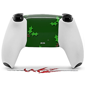 WraptorSkinz Skin Wrap compatible with Sony PS5 DualSense Controller Christmas Holly Leaves on Green (CONTROLLER NOT INCLUDED)