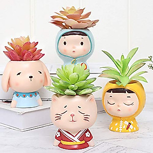 MileHouse Cartoon Figure Plants Planter Pot, Desktop Decorative Ceramic Flower Pot, Handicraft Bonsai Planters 6